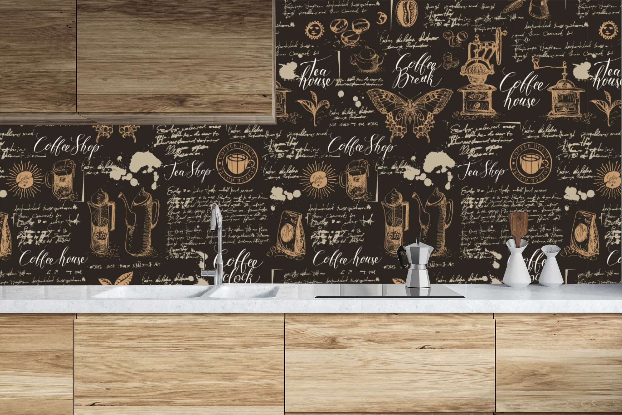 Kitchen Theme Wallpaper Cafe Shop Peel and Stick Wallpaper - Etsy