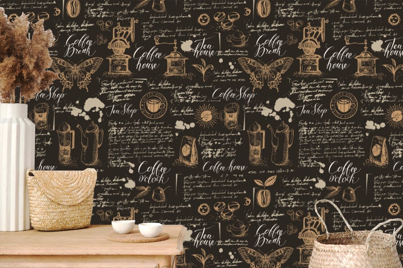 Cafe Theme Peel and Stick Wallpaper: Kitchen Decor - Etsy