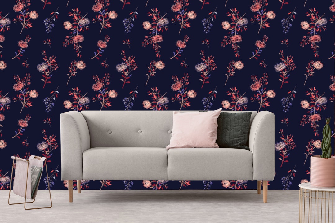 Floral Wall Paper Removable, Wallpaper Peel and Stick Flowers ...