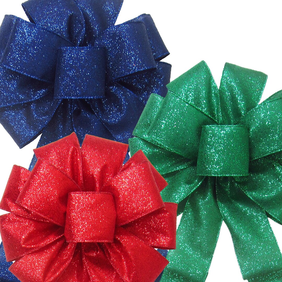 Wired Glittering Sparkle Bows - Bright Christmas Bows for Wreaths ...