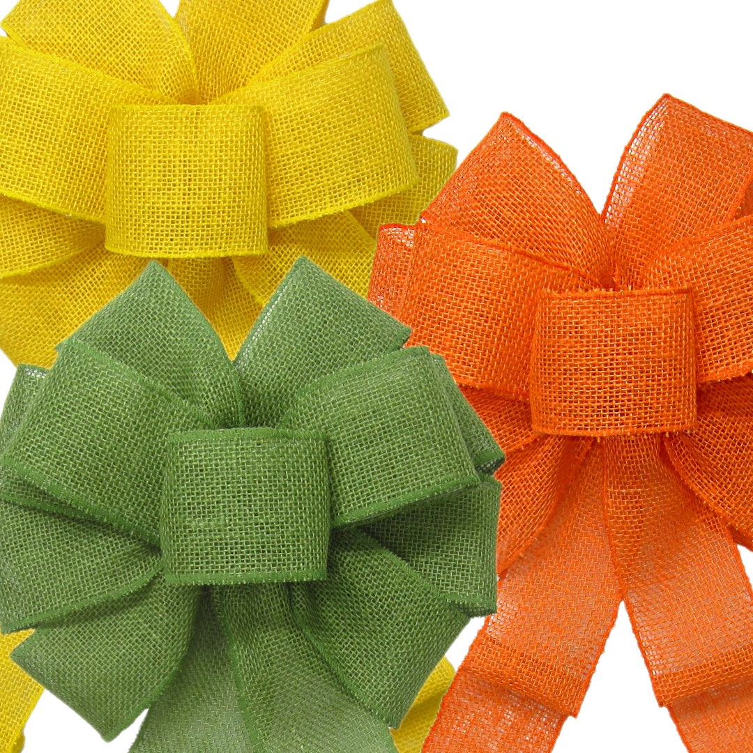 Rustic Burlap Bows - Wired Natural Bows for Wreaths, Lanterns, Signs ...