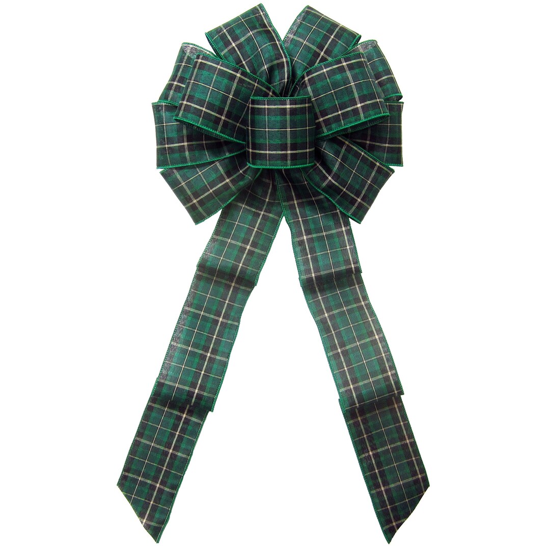 Hunter Green Tartan Plaid Wreath Bows - Plaid Bows for St Patrick's Day ...