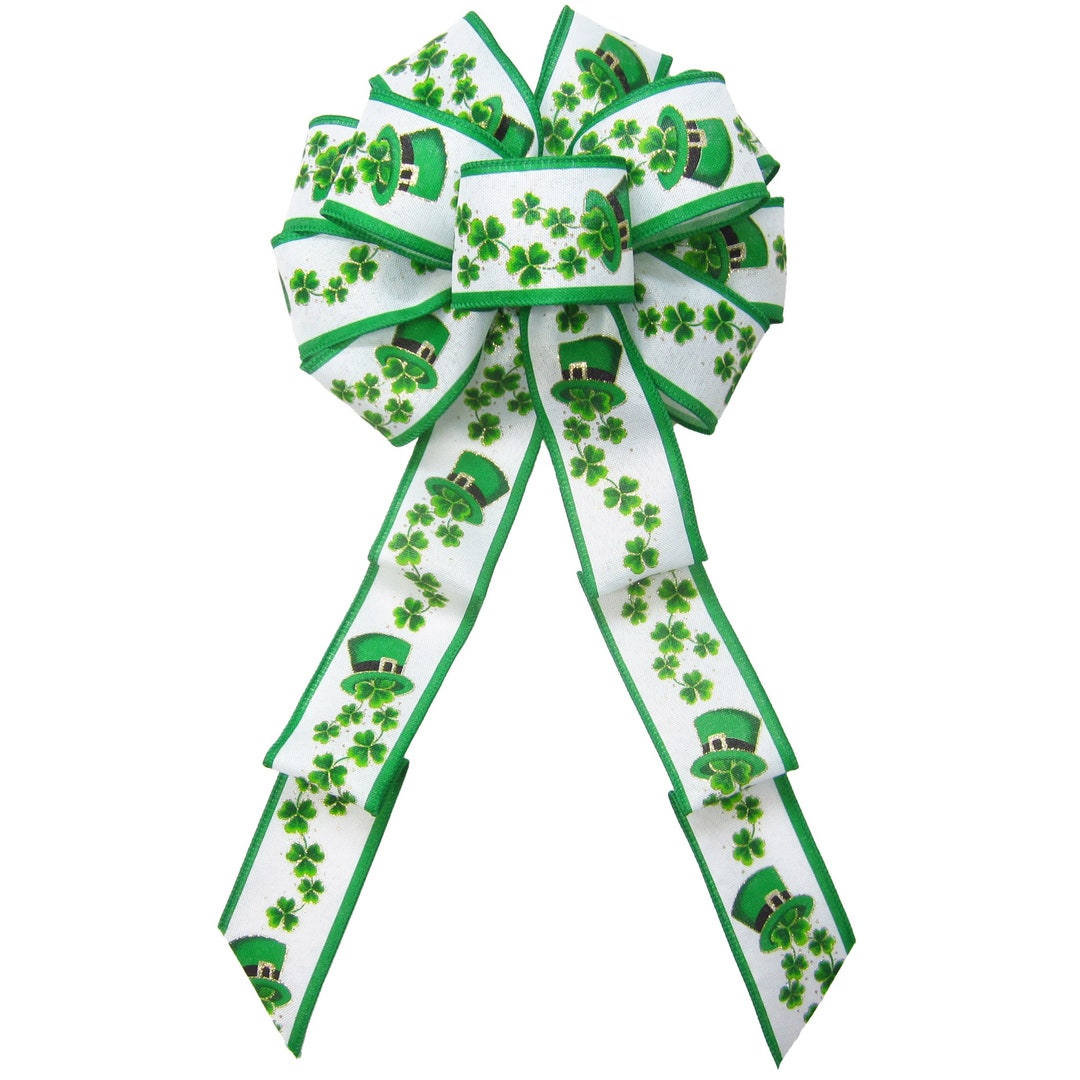 St Patrick Bows & Ribbon - Leprechaun Hats Shamrock Bows - Wired St ...