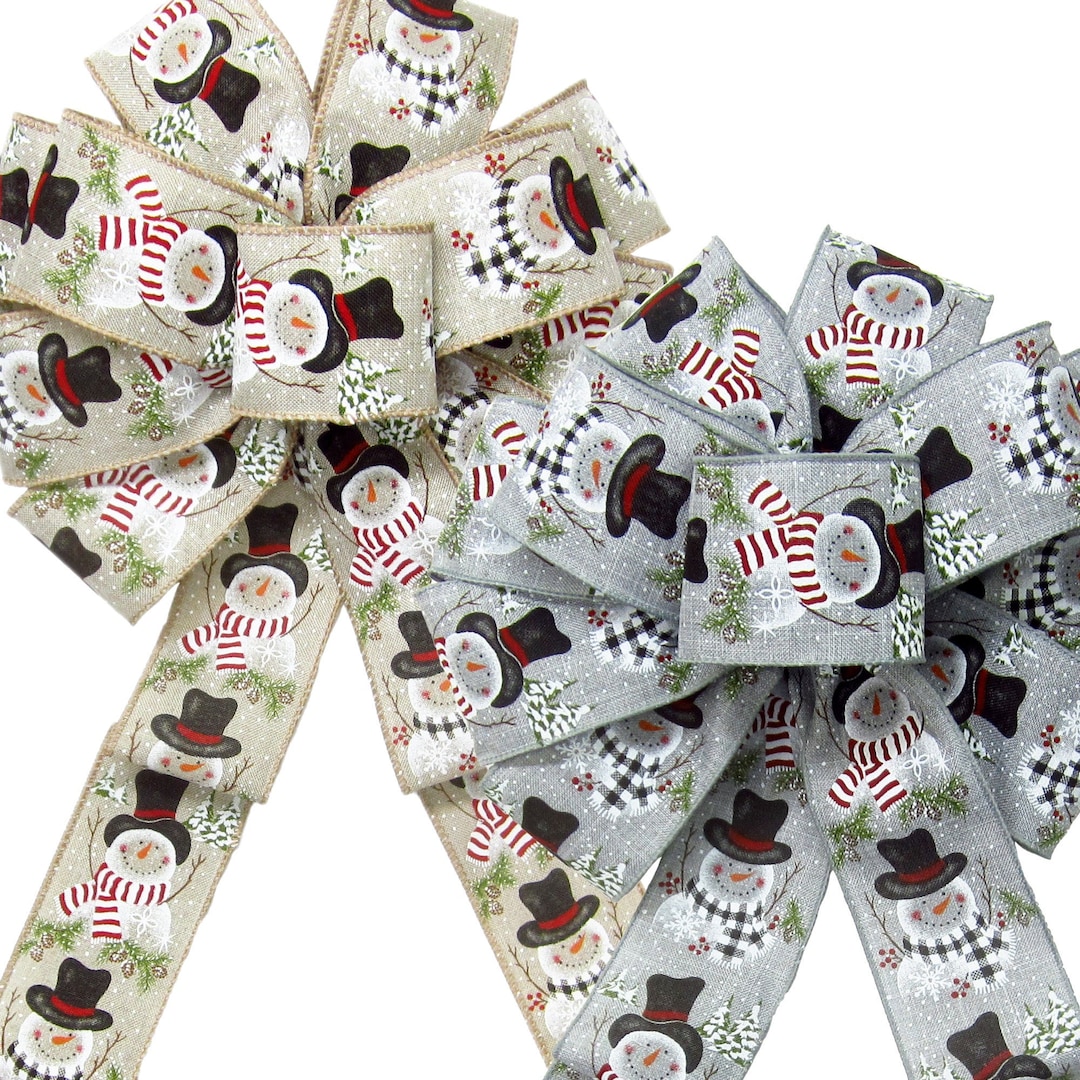 Wired Buffalo Candy Snowman Christmas Wreath Bows - Christmas Bows for ...