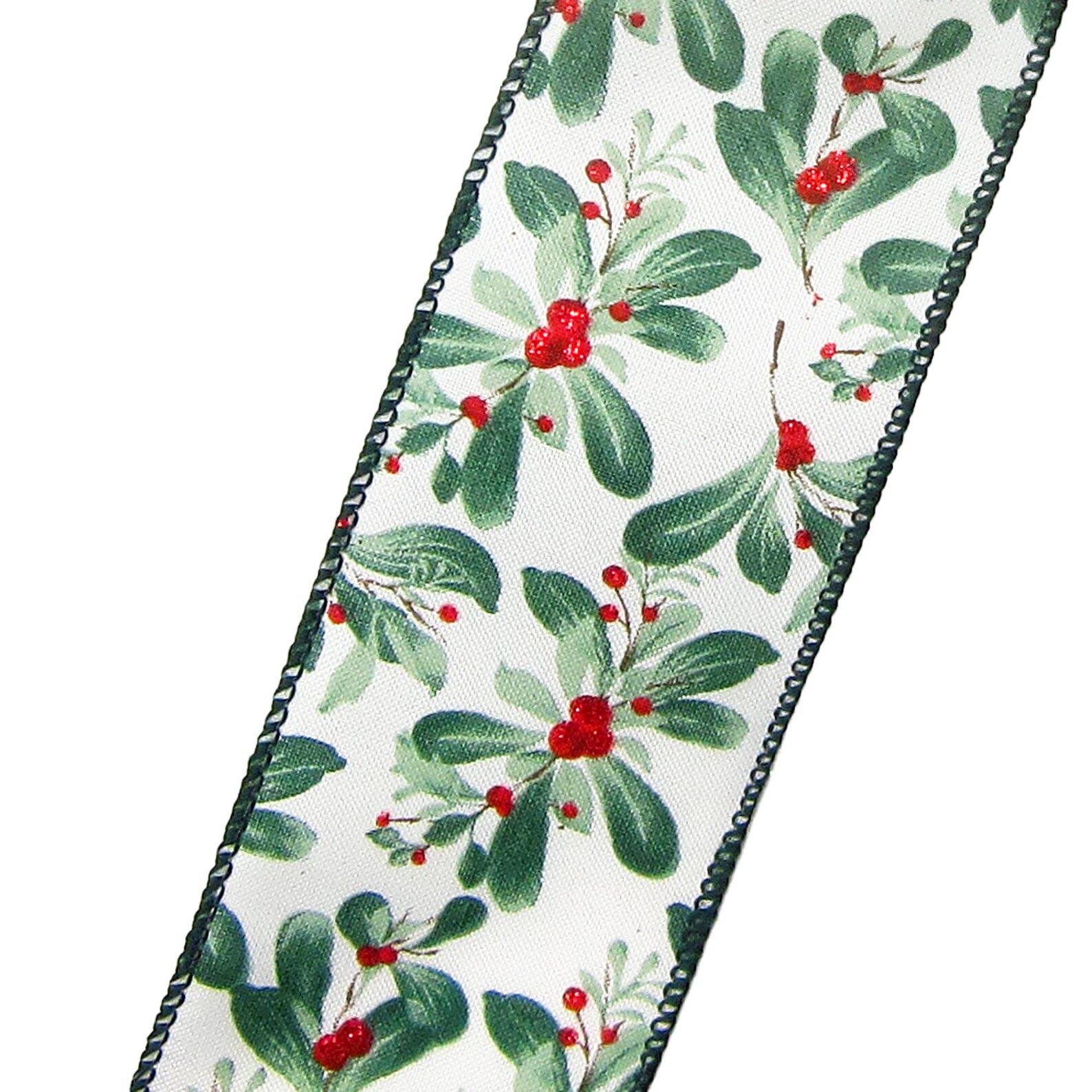 Painted Mistletoe & Red Berries Bow - Wired Christmas Bows - Wreaths ...