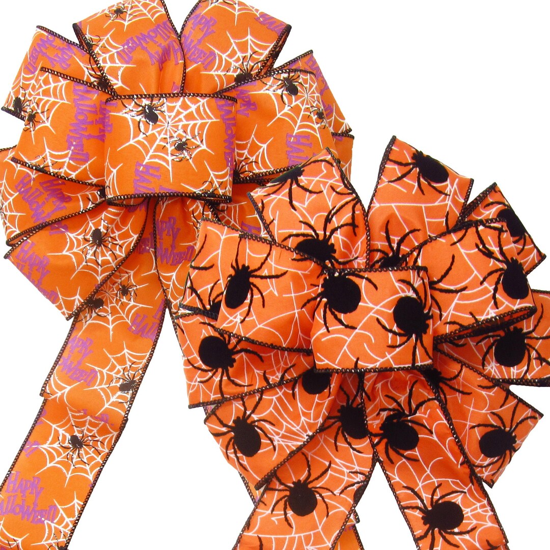 Halloween Spider Web Bows - Wired Fall Bows - Wreaths, Lanterns, Signs ...