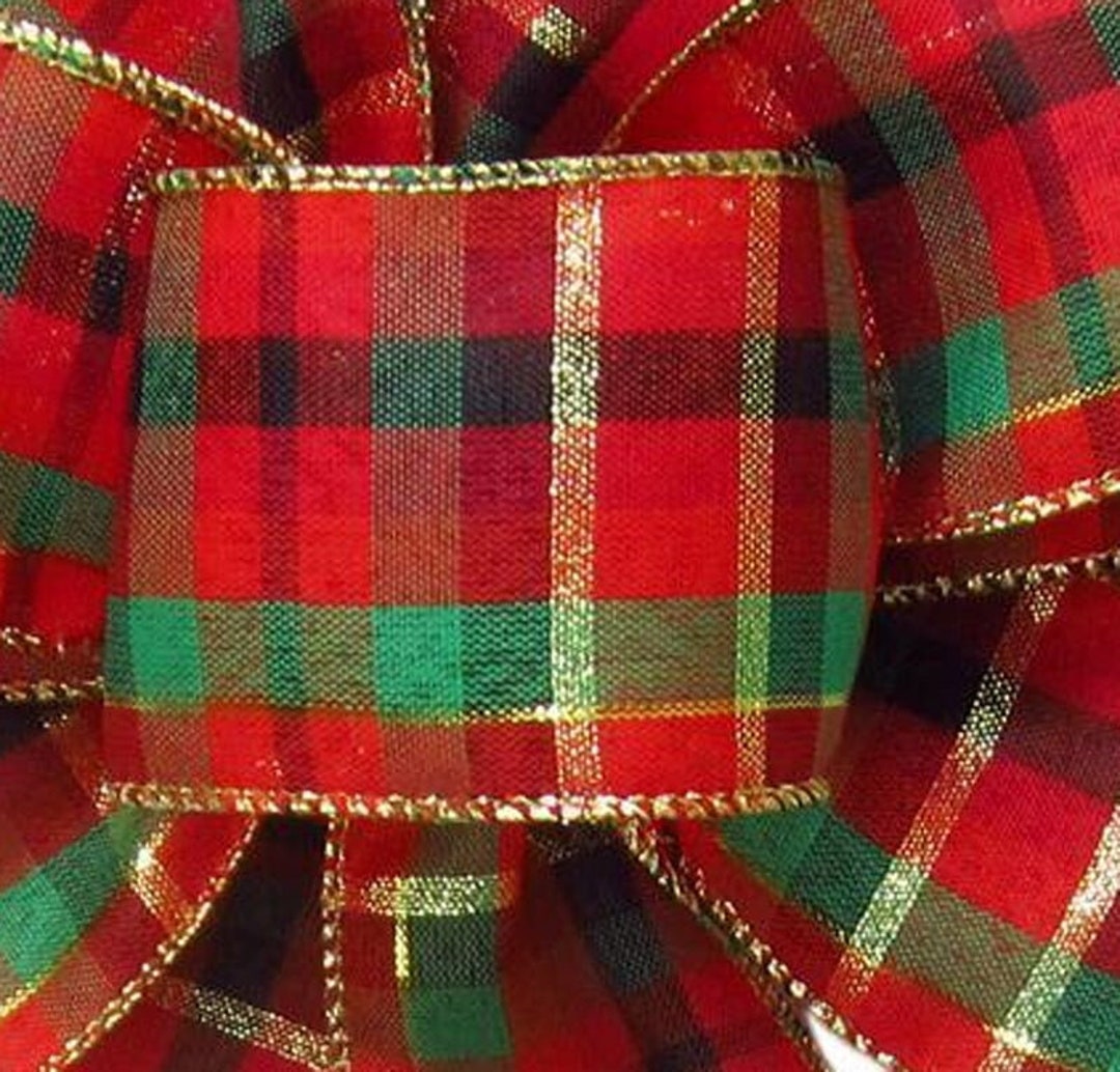 10 Yds Holiday Plaid Christmas Ribbon 2.5 Wired Plaid Ribbon for ...
