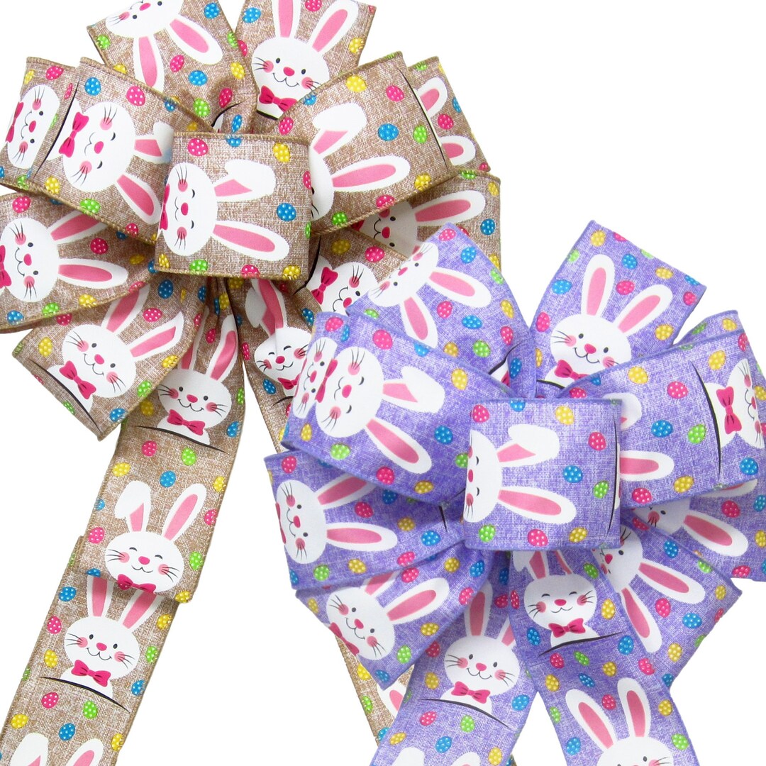 Wired Easter Bunnies & Eggs Bows Easter Wreath Bow Spring Bows for ...