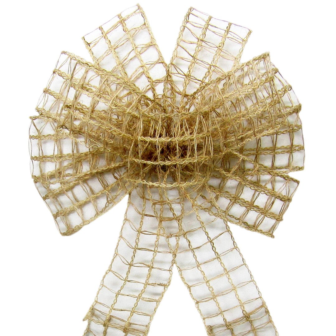 Open Weave Burlap Bows - Wired Rustic Windowpane Jute Ribbons - Wreaths ...