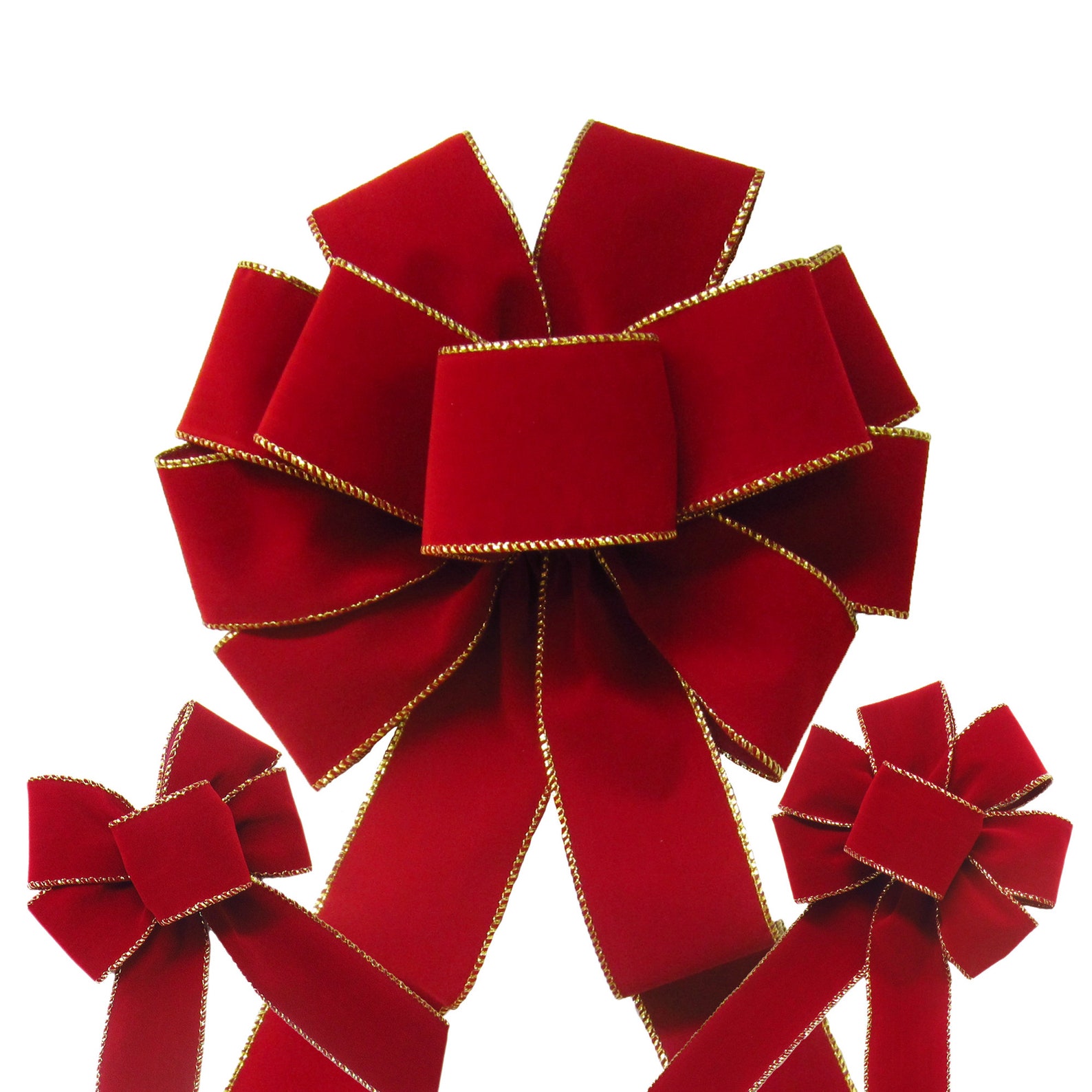 Indoor Outdoor Berry Red Velvet Christmas Wreath Bows Wired Etsy