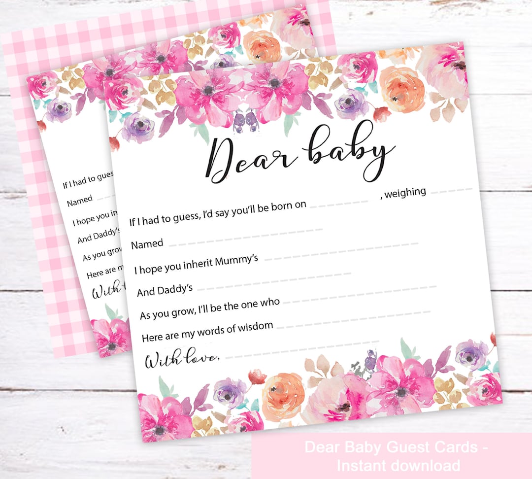 Dear Baby, Dear Baby Game, Baby Shower Game, Wishes for Baby, Baby ...