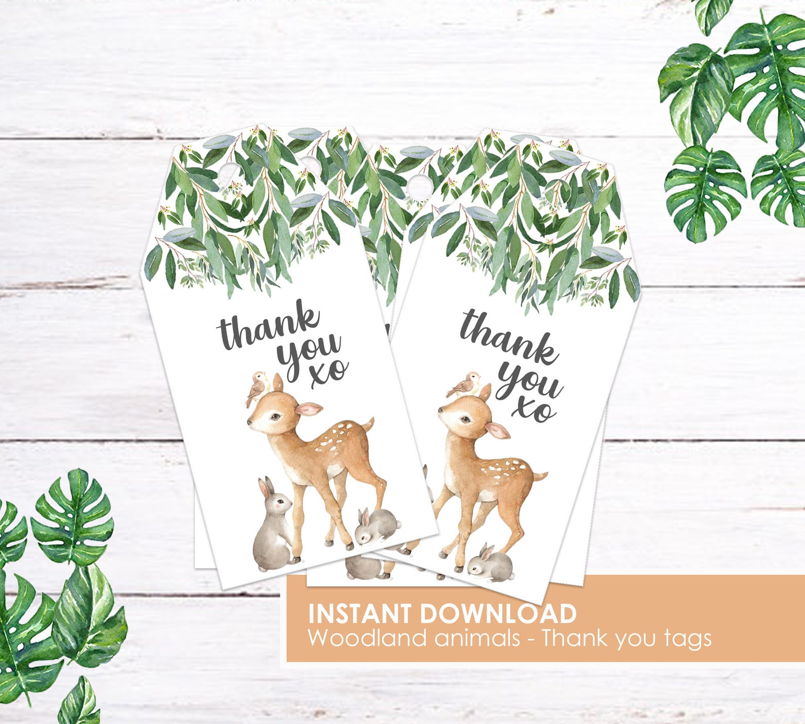 Woodland Animals Thank You Tag, Woodlands Gift Tag, Forest Friends ...
