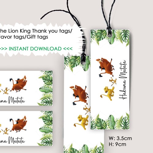 The Lion King Thank You Tag Lion King Gift Tag Lion King - Etsy
