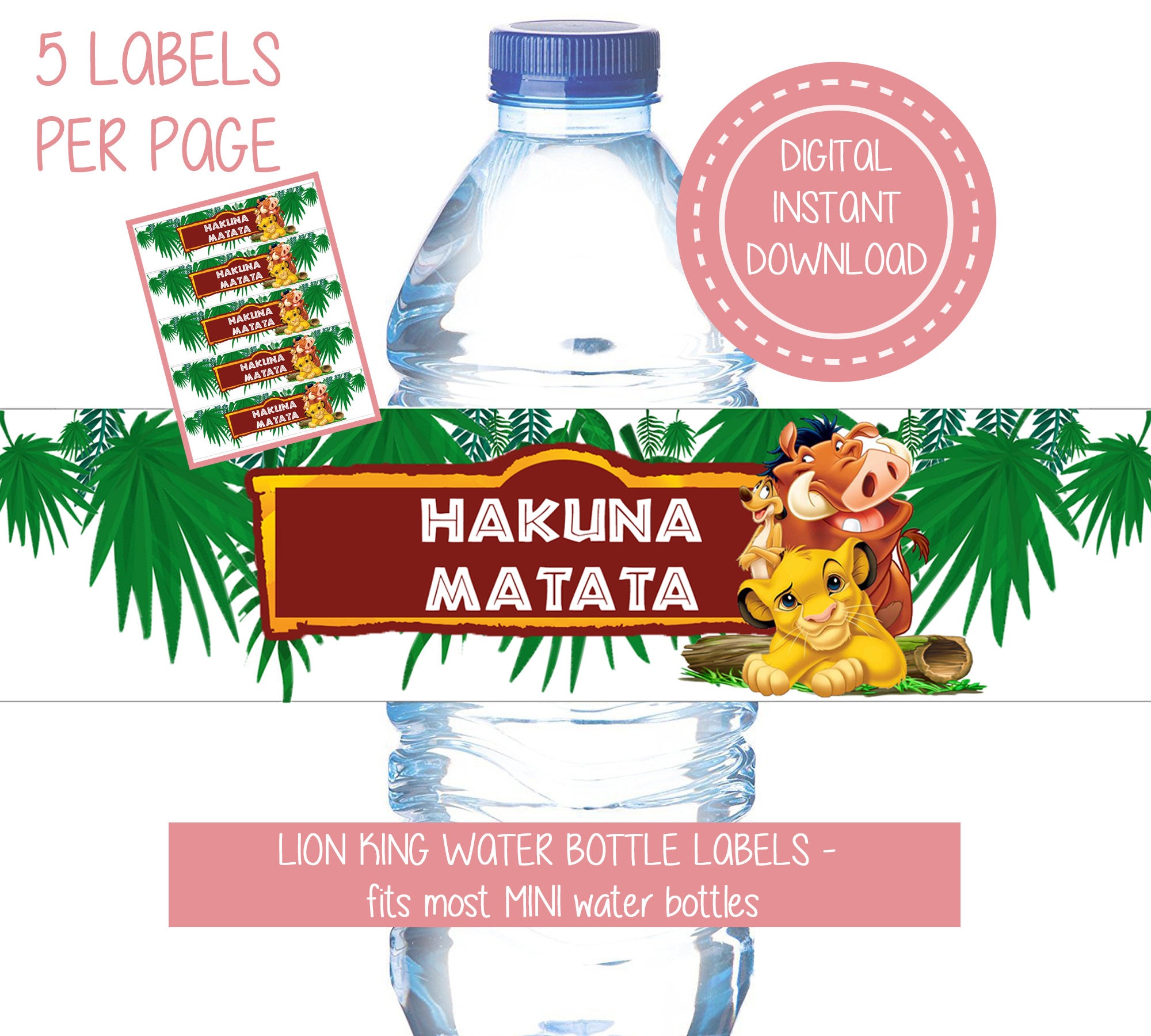 The Lion King Water Bottle Labels, Lion King Water Label, Lion King ...