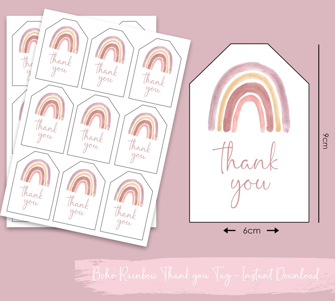 Boho Rainbow Gift Tag, Rainbow Gift Tag, Rainbow Baby Shower, Boho Baby ...