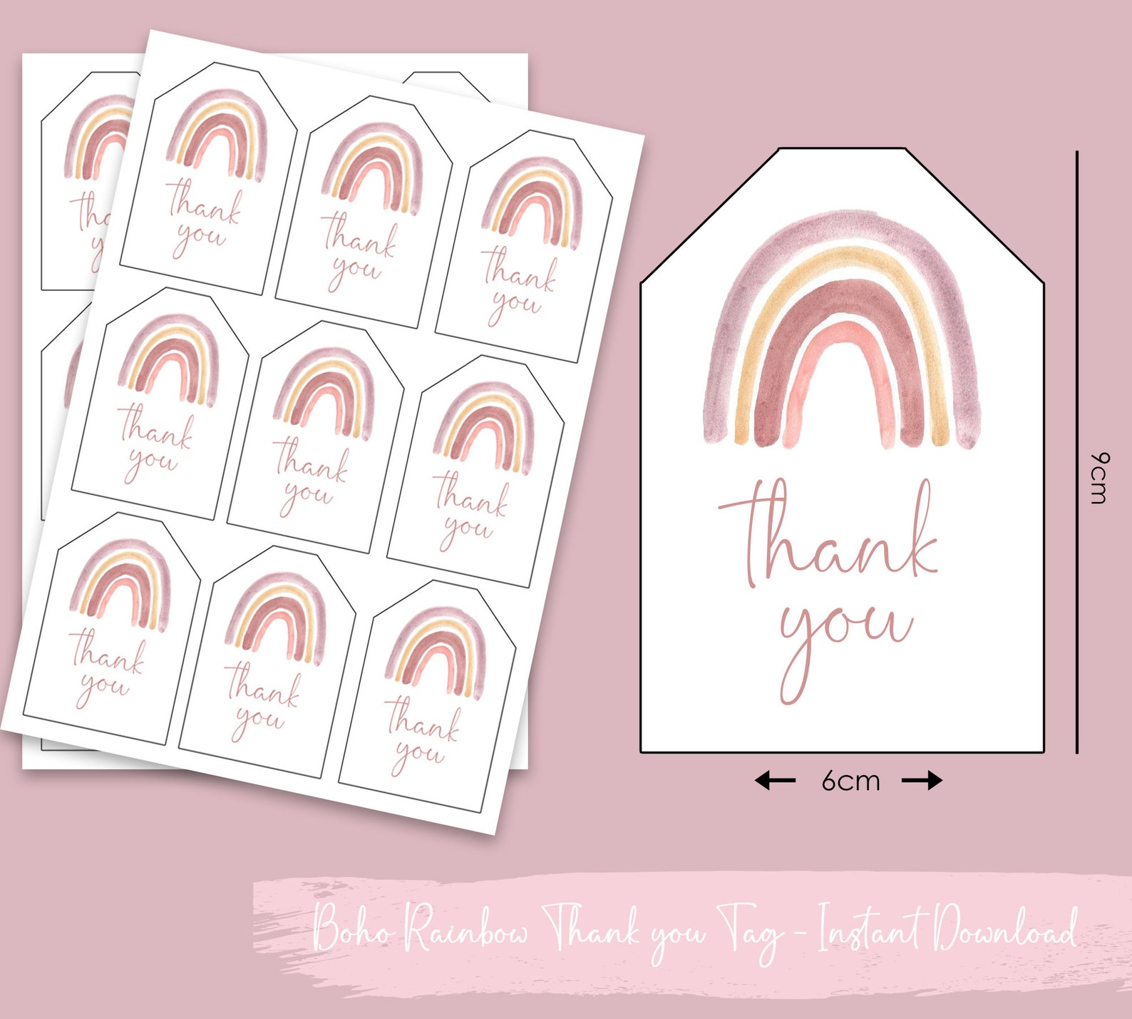 Boho Rainbow Gift Tag, Rainbow Gift Tag, Rainbow Baby Shower, Boho Baby ...