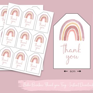 Boho Rainbow Gift Tag, Rainbow Gift Tag, Rainbow Baby Shower, Boho Baby ...