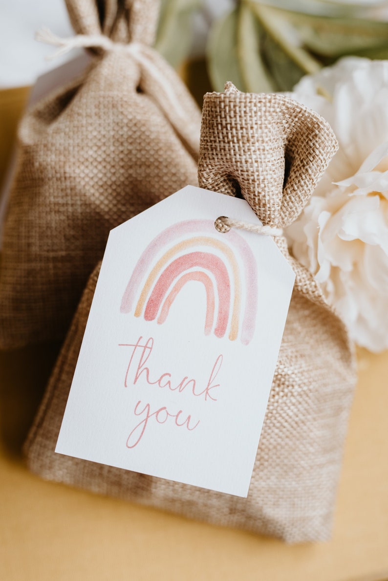 Boho Rainbow Gift Tag, Rainbow Gift Tag, Rainbow Baby Shower, Boho Baby ...