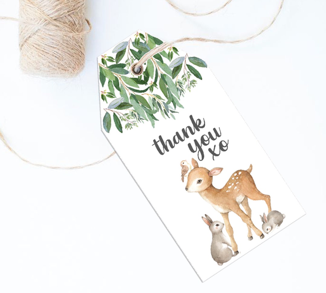 Woodland Animals Thank You Tag, Woodlands Gift Tag, Forest Friends ...