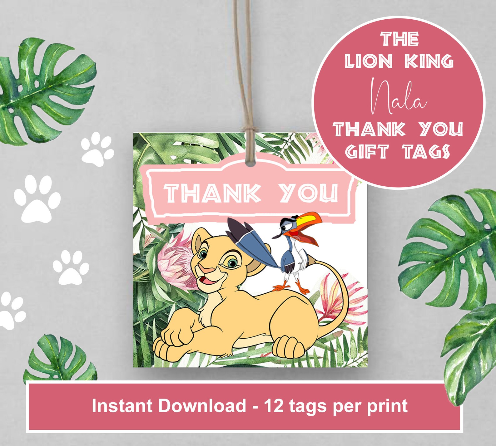 The Lion King Thank You Tag, Lion King Gift Tag, Nala Thank You Tag ...