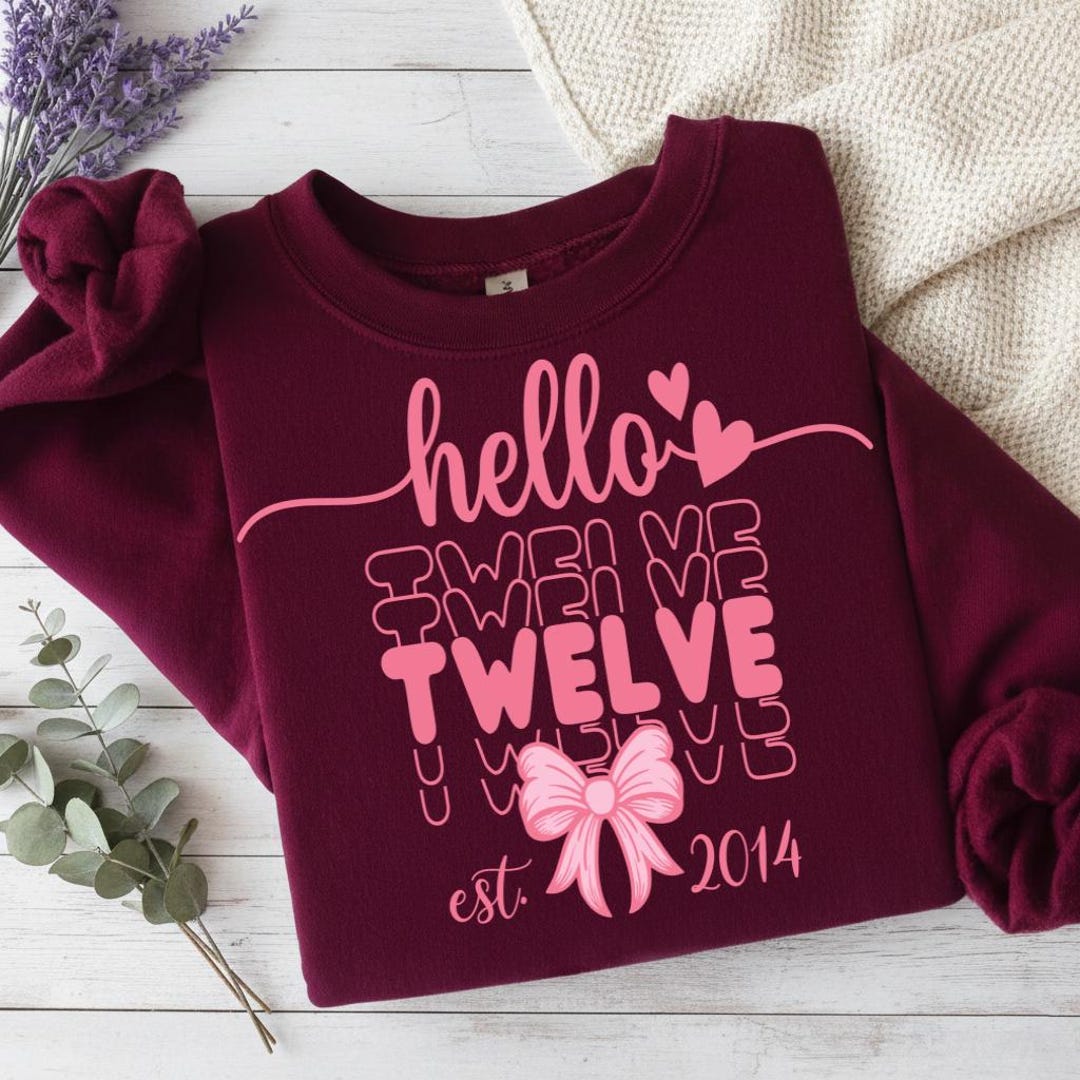 Hello Twelve Birthday PNG & SVG: 12th Birthday Girl Design, Pink 12th ...