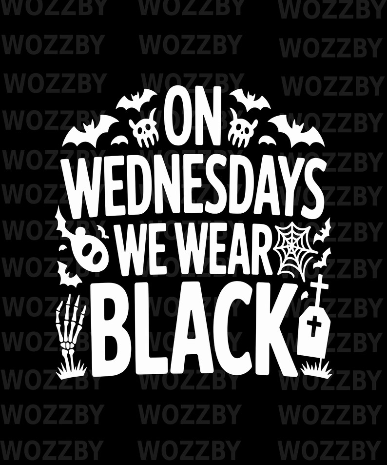 On Wednesday We Wear Black Design, Wednesday Fan PNG, Funny Halloween T ...