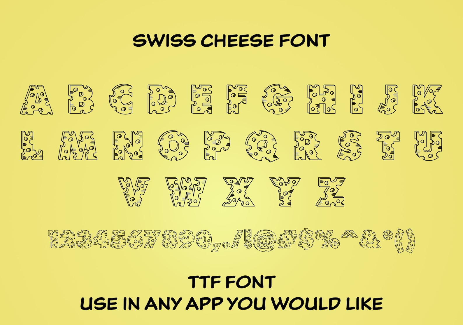 Swiss Cheese Font File, for Cricut, Silhouette, Instant Download, TTF ...