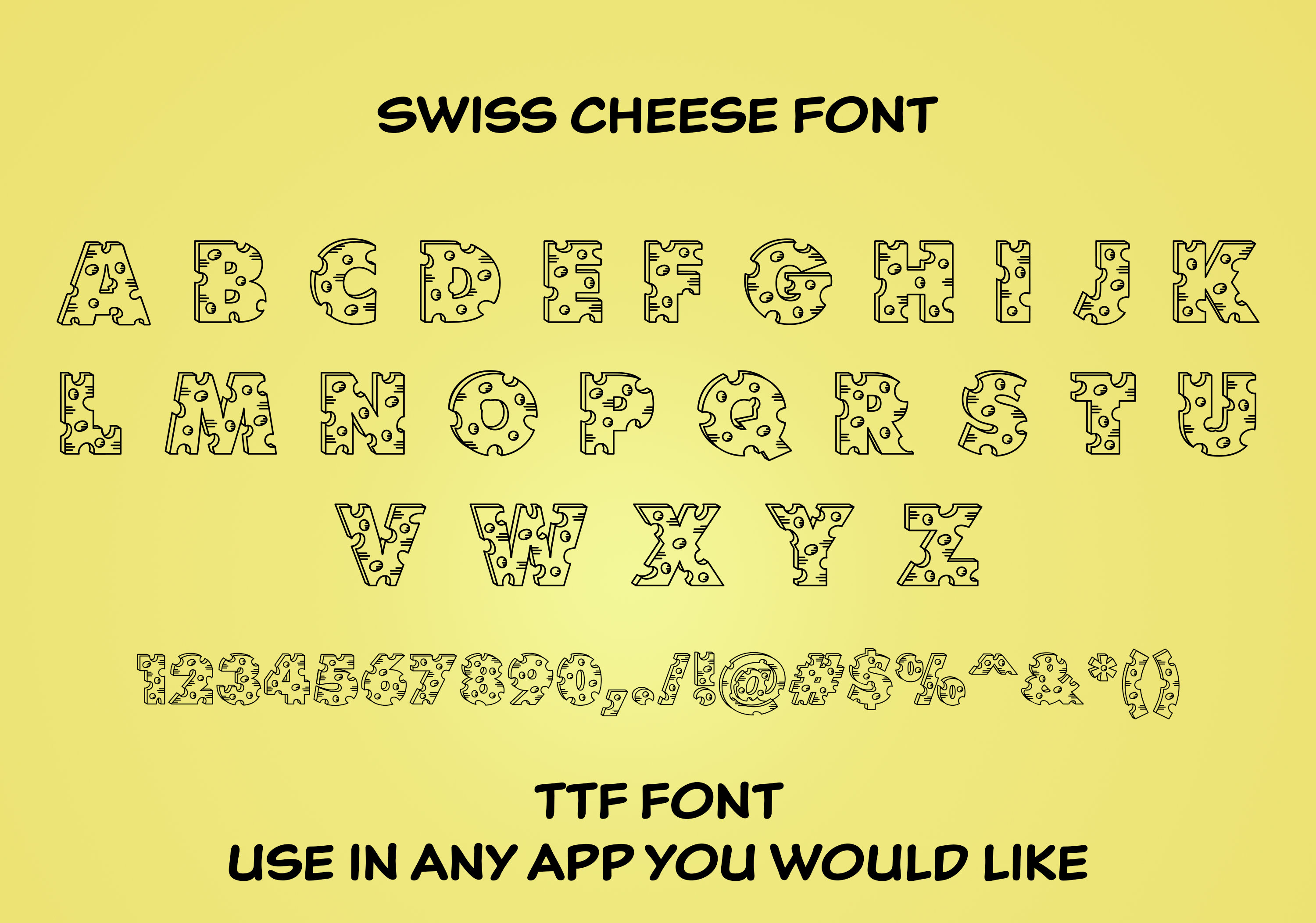 Swiss Cheese Font File, for Cricut, Silhouette, Instant Download, TTF ...