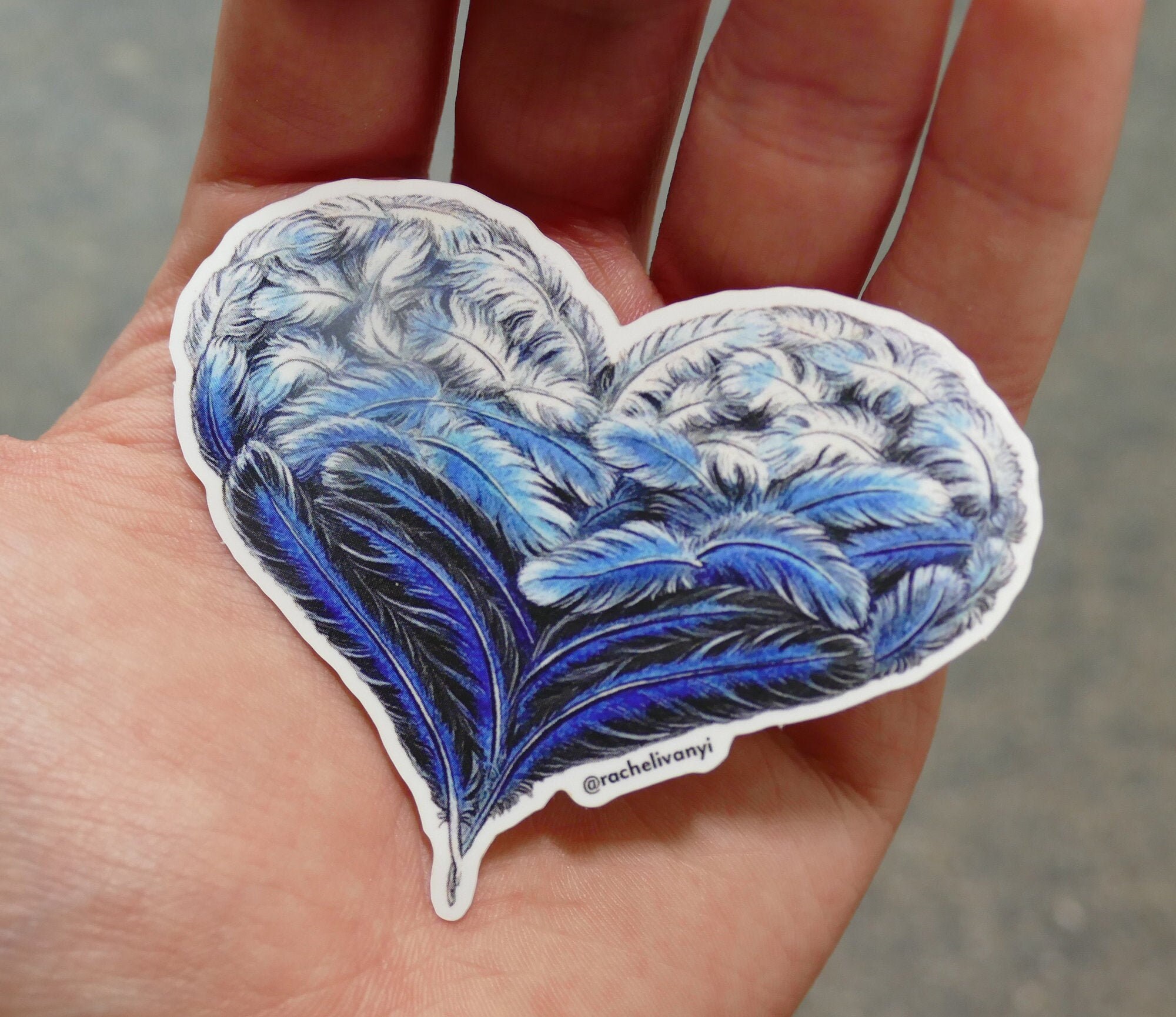 Medium Feather Heart Vinyl Art Sticker - Etsy