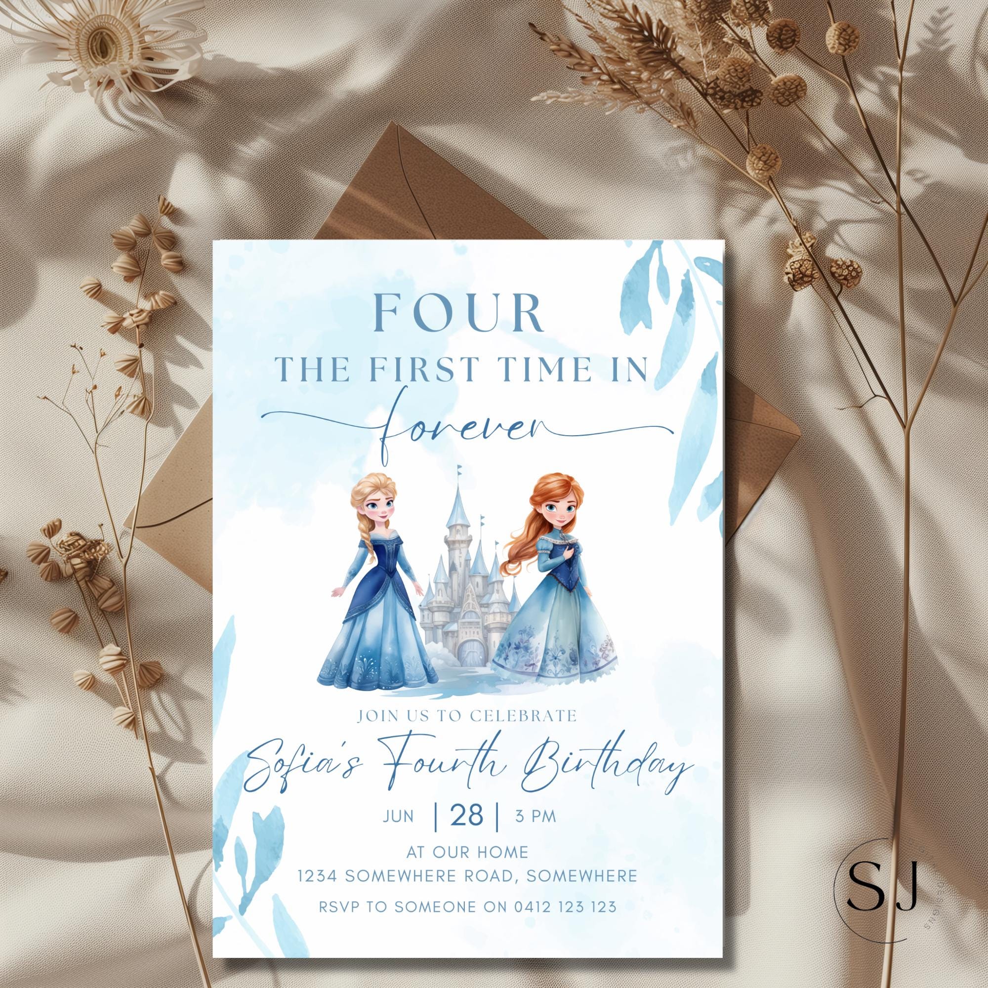 Editable Frozen Birthday Invitation | Four the First Time in Forever ...