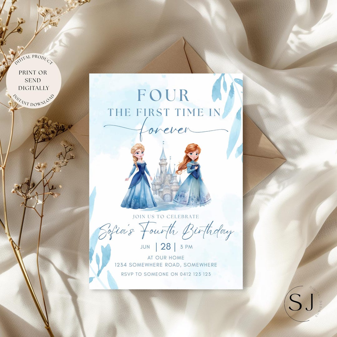 Editable Frozen Birthday Invitation | Four the First Time in Forever ...