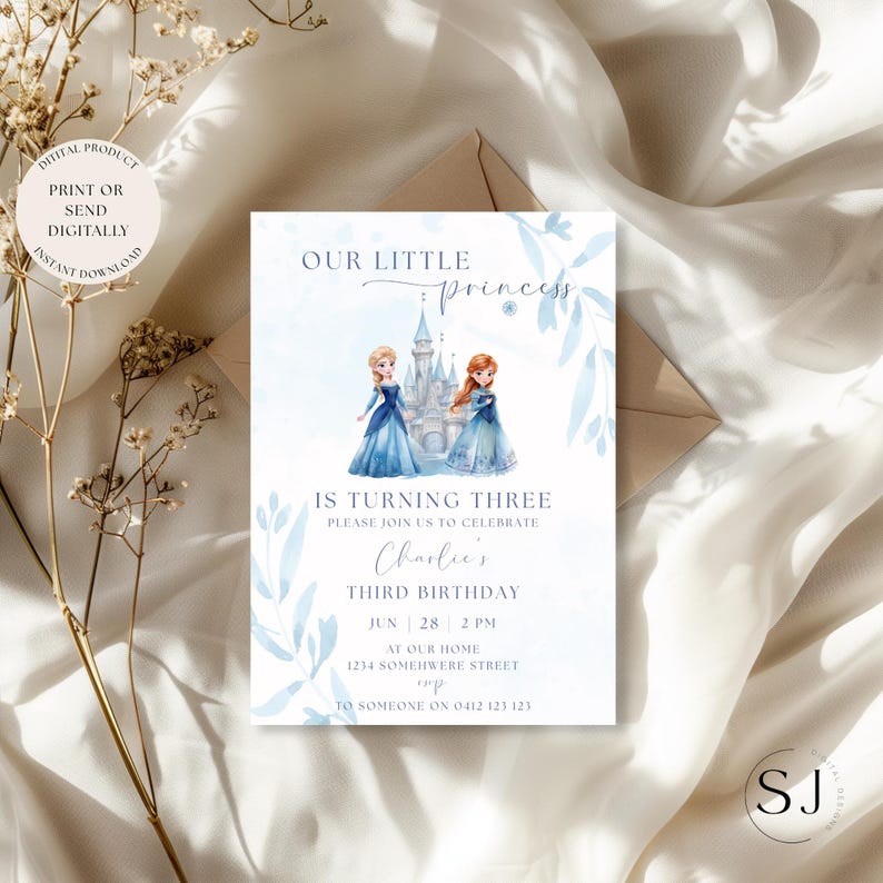 Editable Frozen Birthday Invitation Elsa Anna Princess Party Invite Any ...