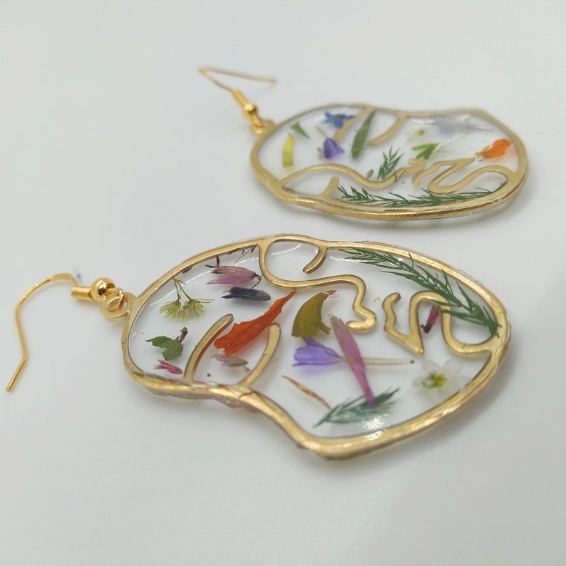 Face Earrings Real Flower Earrings Pressed Flower Earrings - Etsy