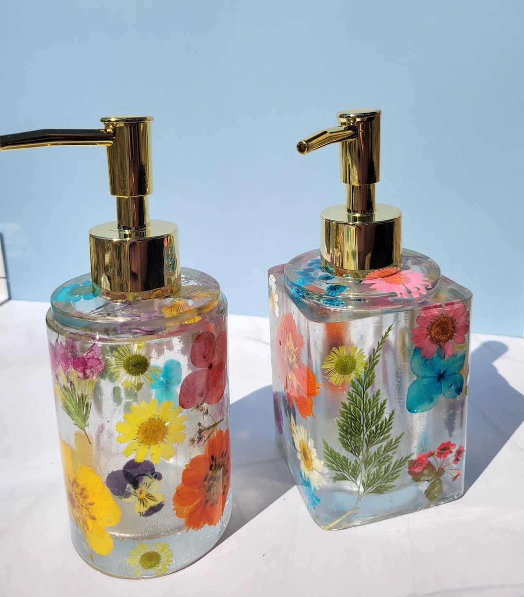 Real Flower Soap Dispenser, Real Flower Lotion Dispenser, Woodland Soap ...