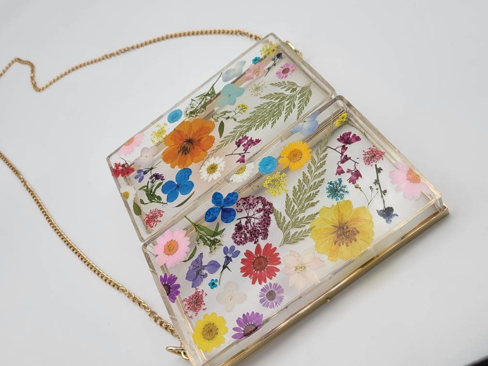 Clear Real Flower Purse, Real Flower Purse, Woodland Purse, Clear Purse ...