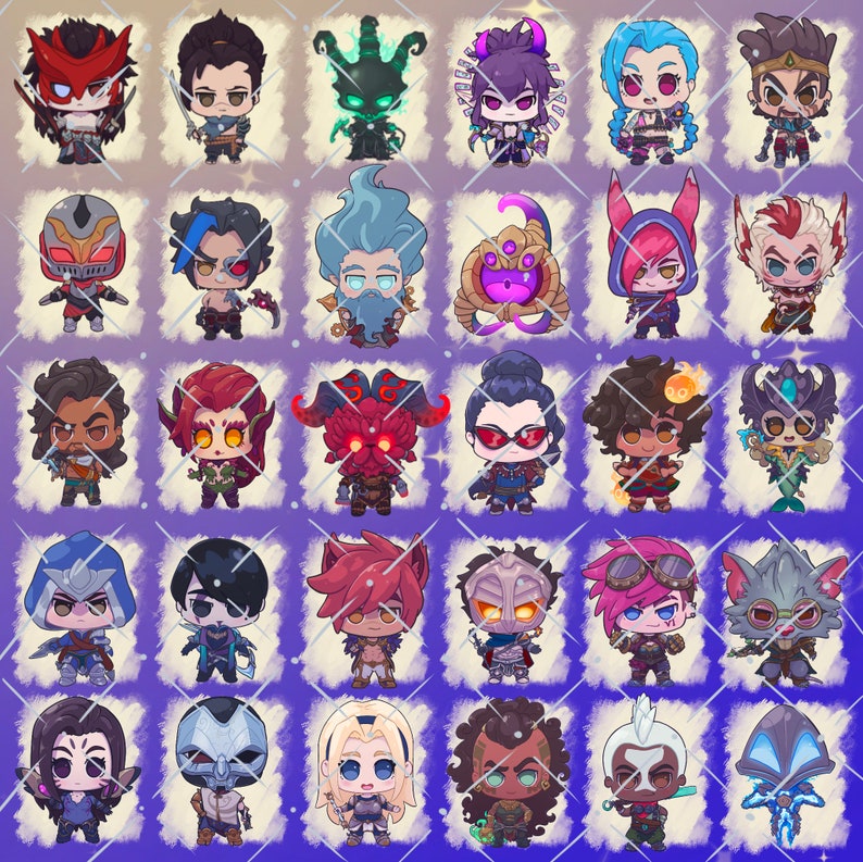 SET I: Lol 2”in Sticker Chibi Champs League of Legends Draven/jinx ...