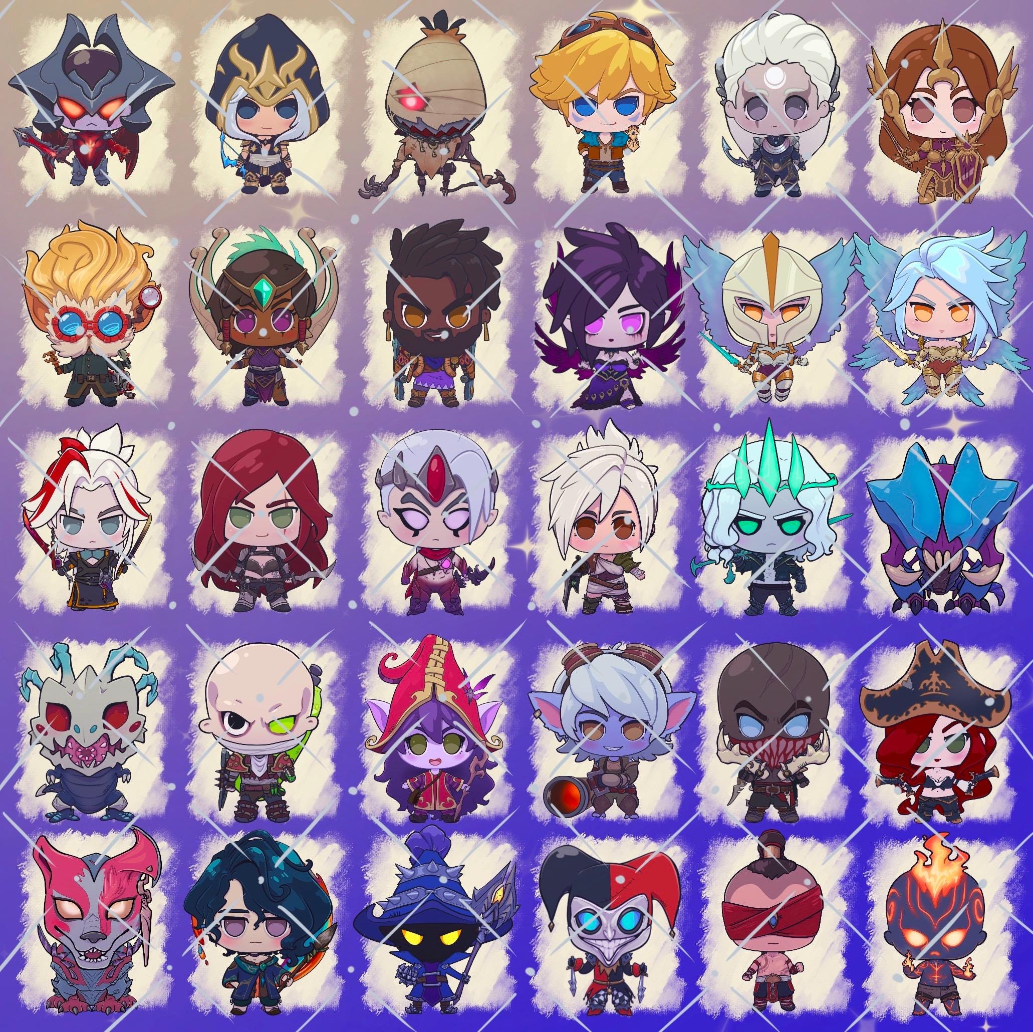 SET I: Lol 2”in Sticker Chibi Champs League of Legends Draven/jinx ...