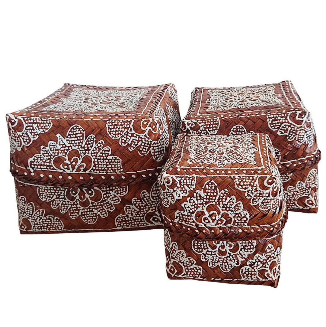 Square Bamboo Box, Mandala Design - Balinese Bamboo Boxes - Offering ...
