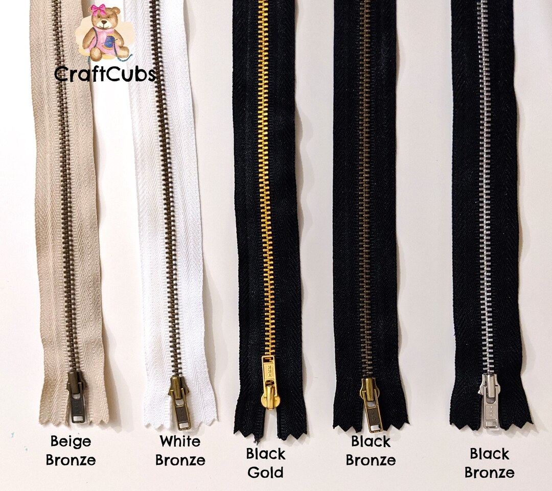 YKK Metal Zipper 20(51cm)or 22 Inch(56cm) in Size 3 Black Silver ...