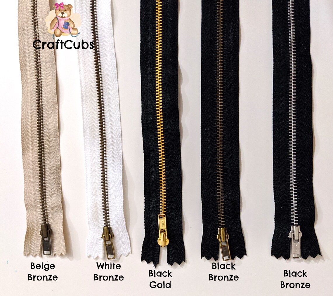 YKK Metal Zipper 20(51cm)or 22 Inch(56cm) in Size 3 Black Silver ...