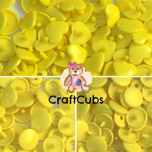 B7 Kam Snaps in Yellow: Heart, Glossy or Matte // Size 20 or T5 ...