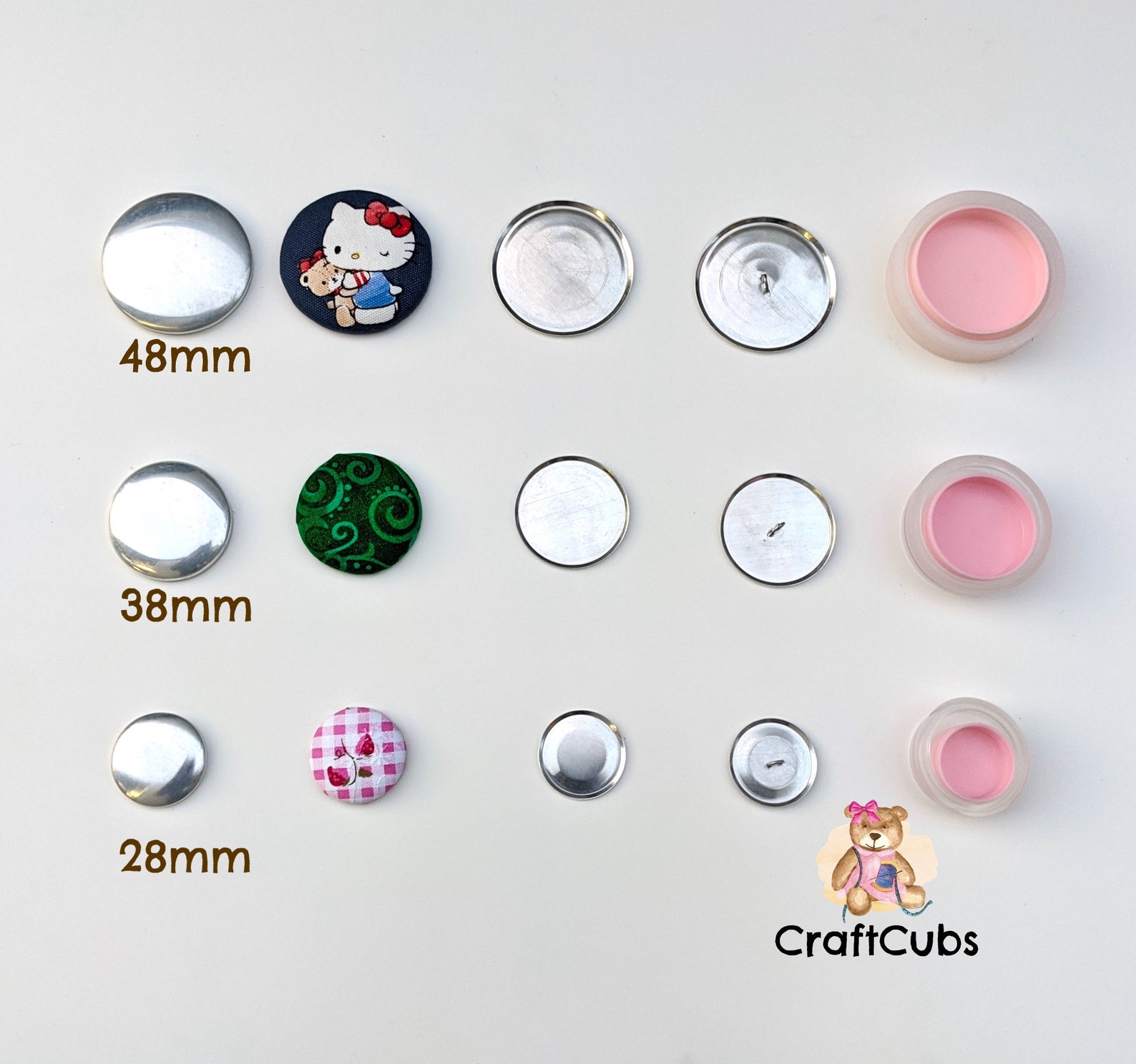 Self Cover Fabric Button Kits in Sets of 10 20 or 50 // 12mm 15mm 19mm ...