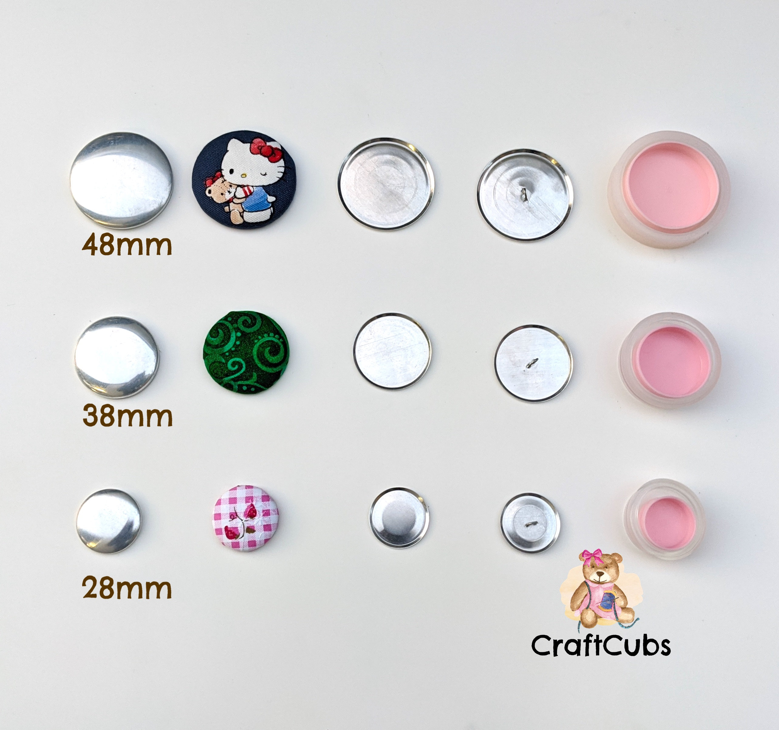 Self Cover Fabric Button Kits in Sets of 10 20 or 50 // 12mm 15mm 19mm ...