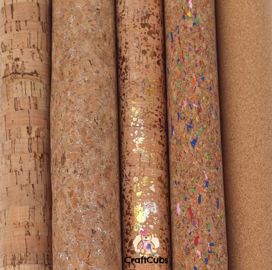 Cork Vinyl Fabric in Natural, Rainbow, Sandstorm, Silver Birch ...