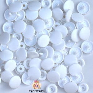 B3 Kam Snaps in White: Heart, Glossy or Matte // Size 20 or T5 ...