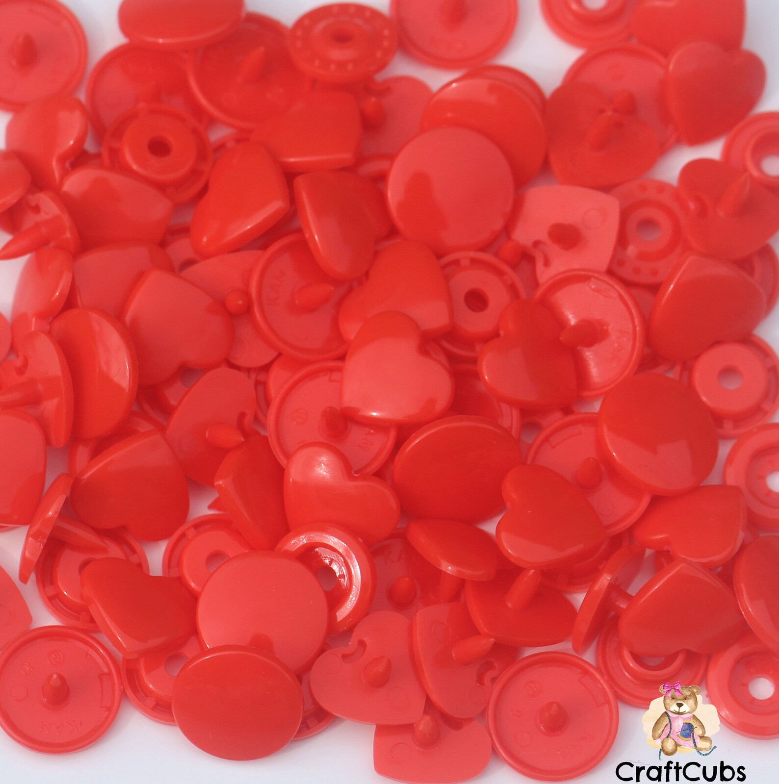 B1 Kam Snaps in Red: Heart, Glossy or Matte // Size 20 or T5 ...