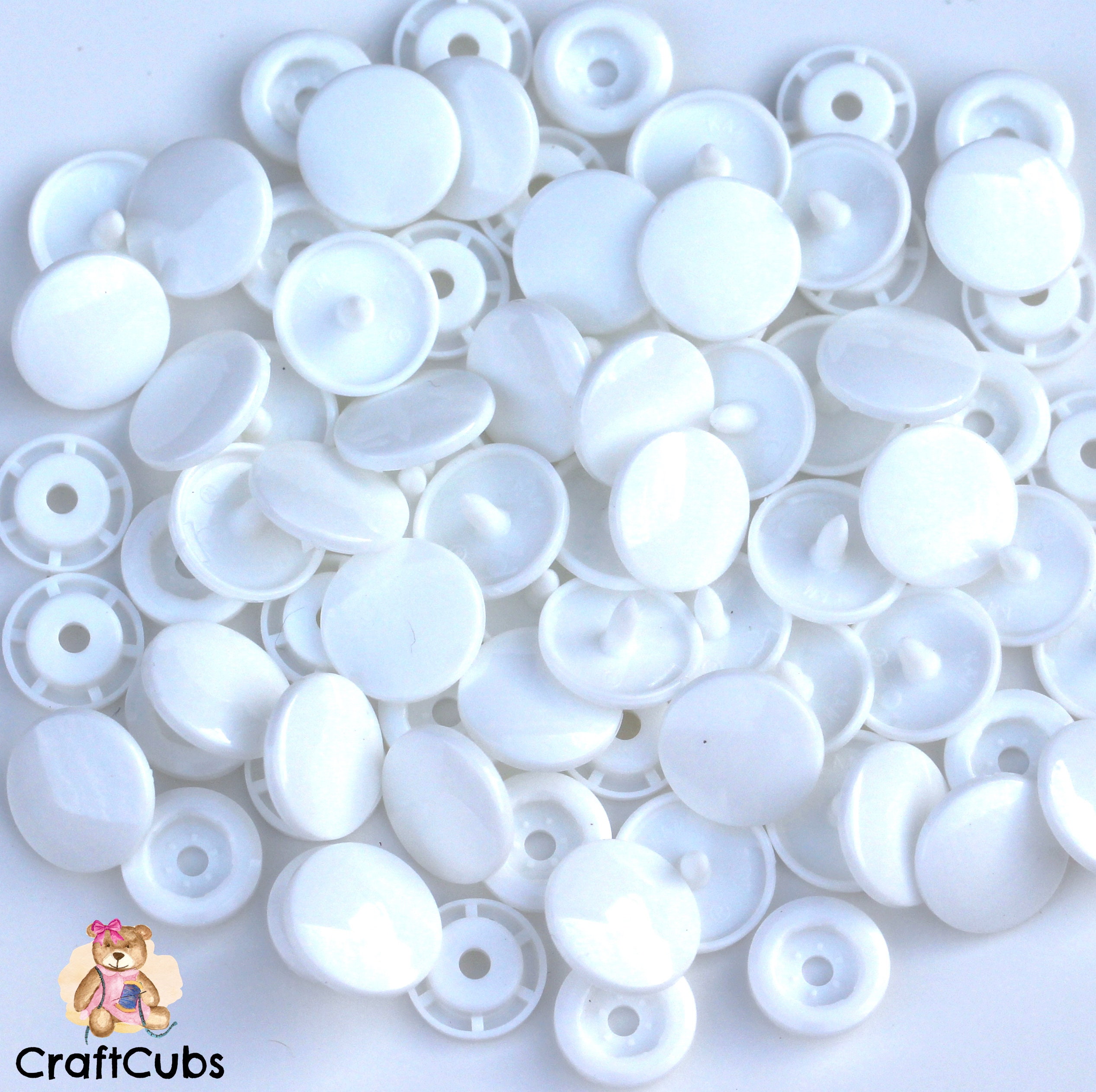 B3 Kam Snaps in White: Heart, Glossy or Matte // Size 20 or T5 ...
