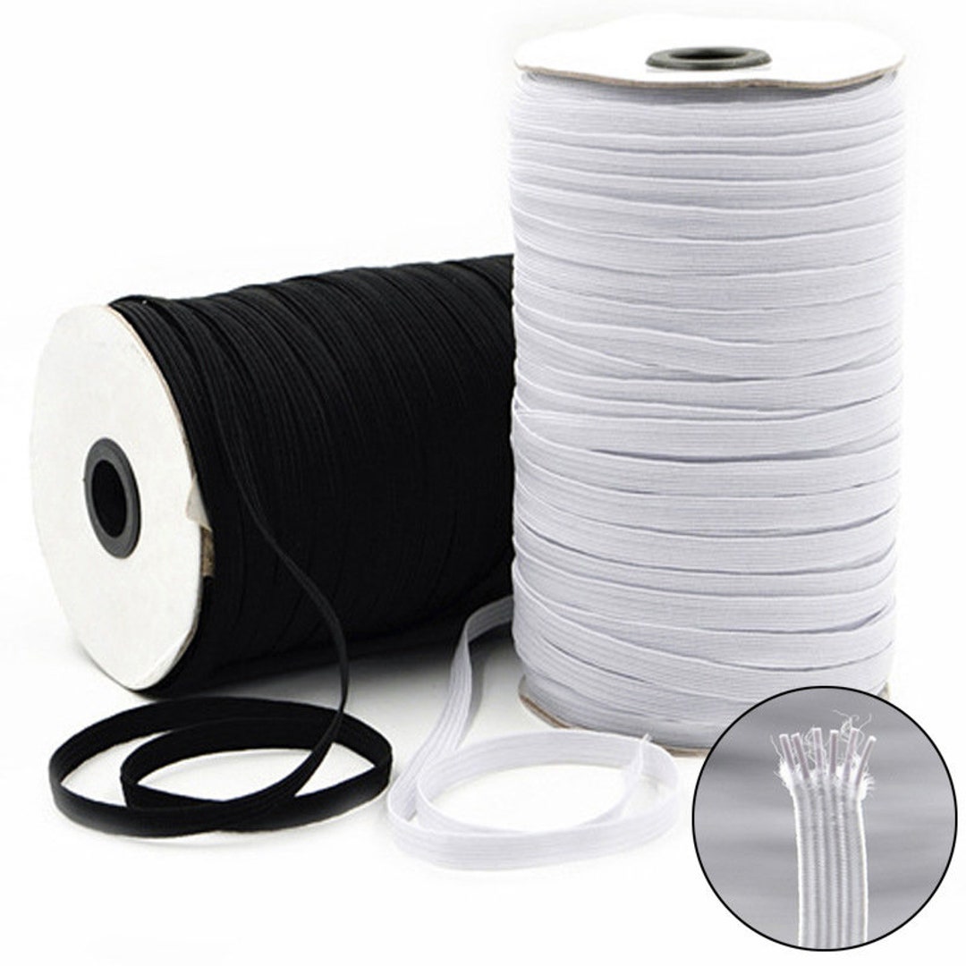 5m of of 1/4 Inch (6mm) Braided 8 Cord Elastic in White or Black - Etsy