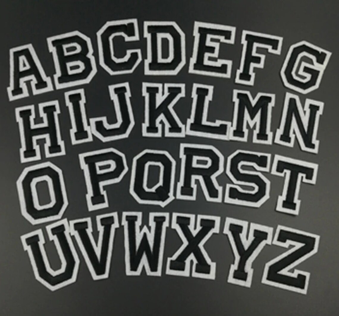 Iron on Abcs Alphabet Patches //black and White Varsity Letters ...
