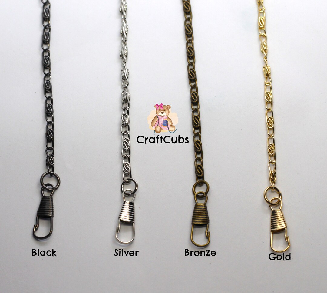 40 or 120cm KETTE Metal Bag Chains With Clasp in Black, Bronze, Gold ...